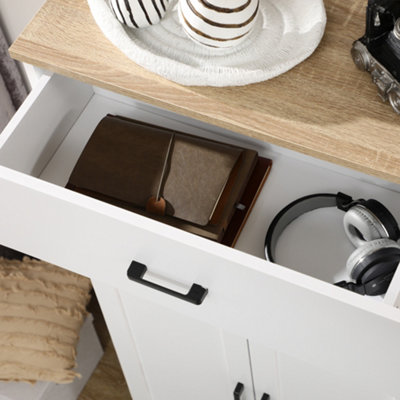 HOMCOM Kitchen Cupboard Storage Cabinet with Drawer, Countertop, White