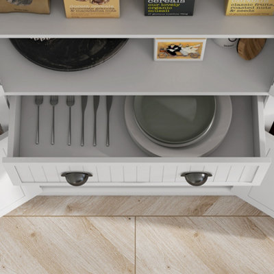 HOMCOM Kitchen Storage Cabinet with Drawers, Cupboards and Shelves, White