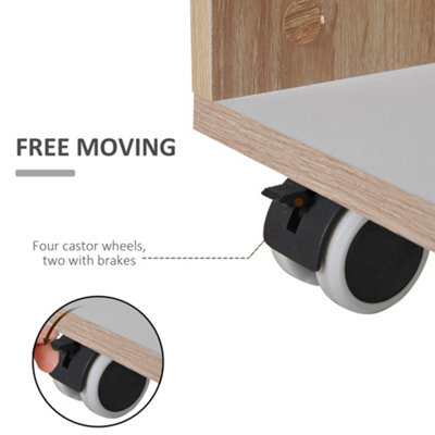 HOMCOM Kitchen Storage Trolley Cart Cupboard Rolling Island Shelves Locking