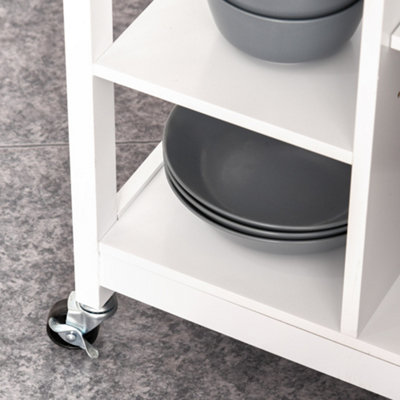 HOMCOM Kitchen Storage Trolley Unit Wood Top Shelves Cupboard Drawer ...