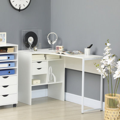 Fieldstone wood l shaped computer desk with storage store