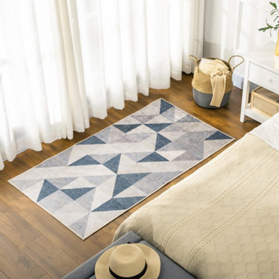 HOMCOM Large Grey Area Rug, Geometric Carpet for Living Room Bedroom ...