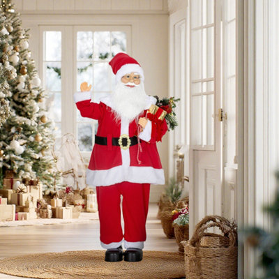 HOMCOM Life Size Animated Santa Claus with Sound Activated for Party