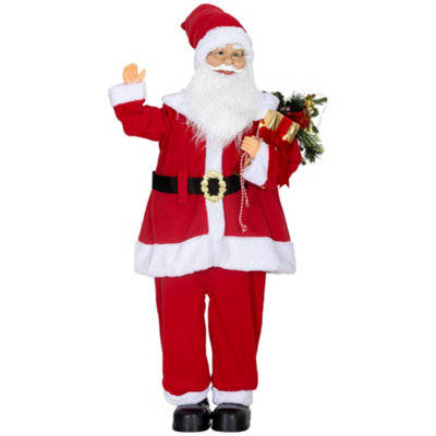 HOMCOM Life Size Animated Santa Claus with Sound Activated for Party