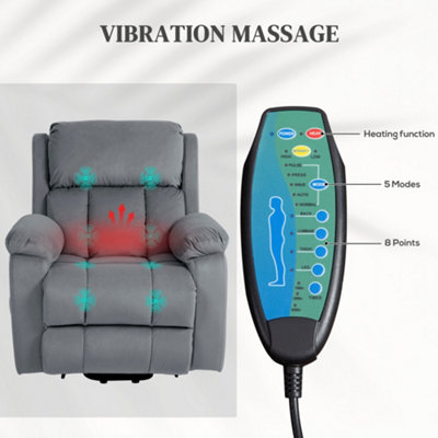 HOMCOM Lift Chair Riser and Recliner Chair with Vibration Massage, Heat ...