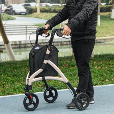 HOMCOM Lightweight Aluminium 3-Wheel Rollator with Adjustable Handle ...