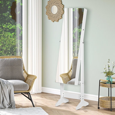 HOMCOM Lockable Jewellery Storage Mirror Armoire Freestanding ...