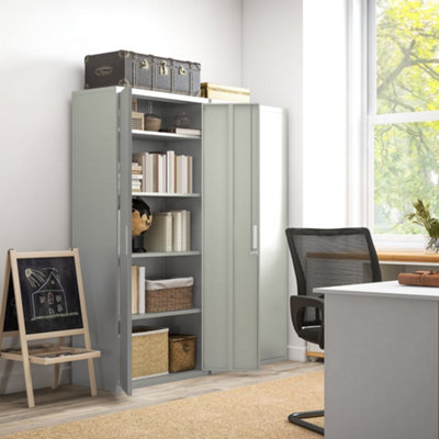 HOMCOM Lockable Metal Cabinet with 2 Doors, File Cabinet for Home ...