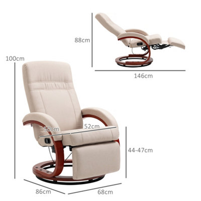 HOMCOM Manual Recliner Swivel Reclining Chair with Footrest Armrests Beige