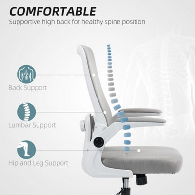 HOMCOM Mesh Desk Chair with Tilt Function, Lumbar Support, Grey