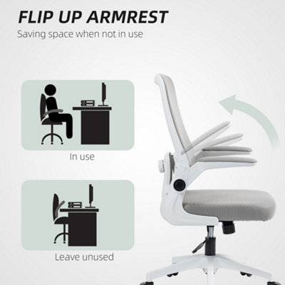 HOMCOM Mesh Desk Chair with Tilt Function, Lumbar Support, Grey