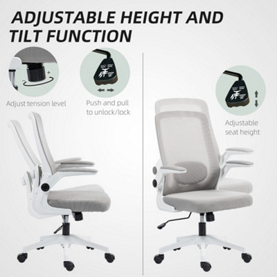 HOMCOM Mesh Desk Chair with Tilt Function, Lumbar Support, Grey