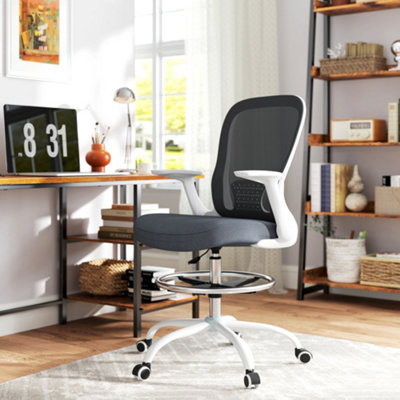 HOMCOM Mesh Draughtsman Chair, Ergonomic Drafting Chair, Grey
