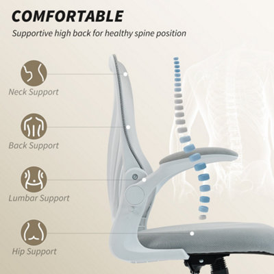 HOMCOM Mesh Office Chair, Computer Chair with Foldable Backrest, Grey