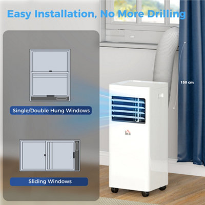 HOMCOM Mobile Air Conditioner White W/ Remote Control Cooling ...