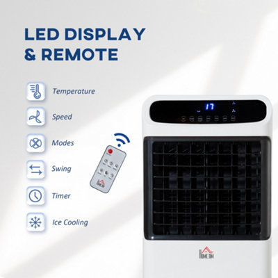 HOMCOM Mobile Air Cooler, Evaporative Ice Cooling Fan Humidifier Unit