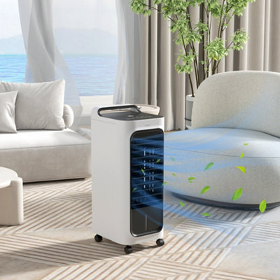 HOMCOM Mobile Air Cooler for Home Office, with Oscillation, Ice Packs ...