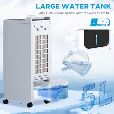 HOMCOM Mobile Air Cooler for Home Office, with Oscillation, Ice Packs