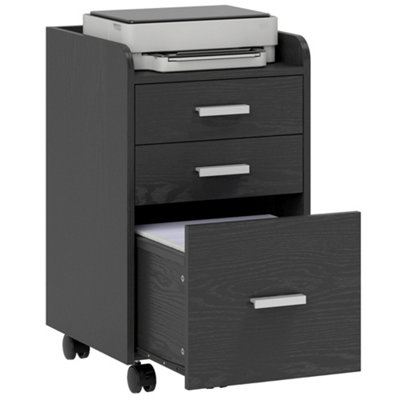 HOMCOM Mobile Filing Cabinet, File Cabinet with 3 Drawers, Black
