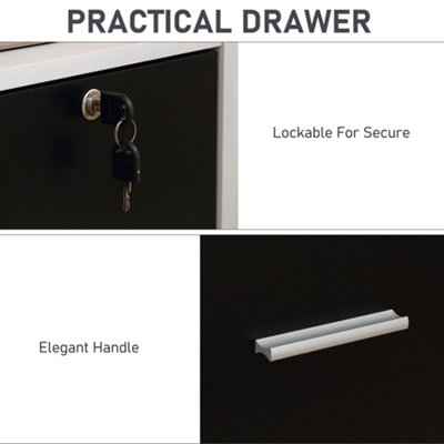 HOMCOM Mobile Office File Cabinet Printer Table with Lockable Drawer ...