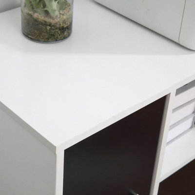 HOMCOM Mobile Office File Cabinet Printer Table with Lockable Drawer ...