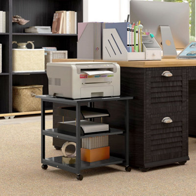 HOMCOM Mobile Printer Stand with Storage Printer Table for Home Office ...