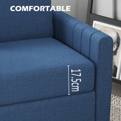 HOMCOM Modern 2 Seater Sofa with Spring Cushion, Back Pillow, Blue