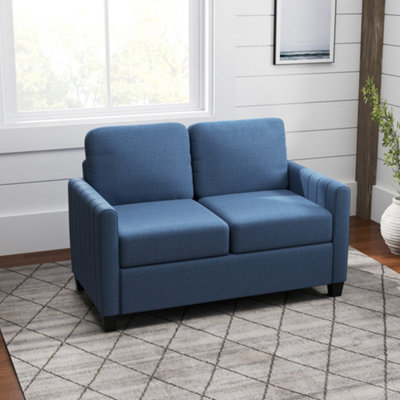 HOMCOM Modern 2 Seater Sofa with Spring Cushion, Back Pillow, Blue