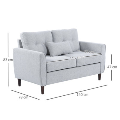 HOMCOM Modern Chic Loveseat with Armrest Spring Padding, Light Grey