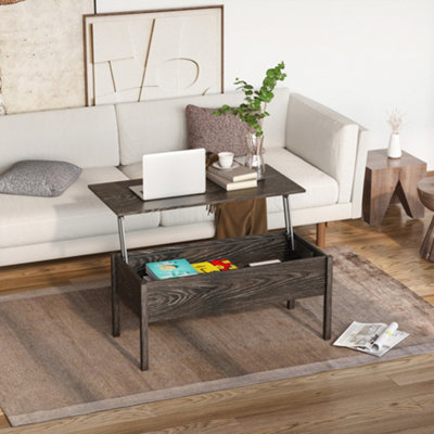 HOMCOM Modern Lift-Top Coffee Table Hidden Storage Floating Table w/ 4 ...