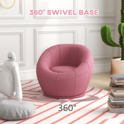 HOMCOM Modern Round Boucle Armchair Accent Chair for Living Room Bedroom Pink