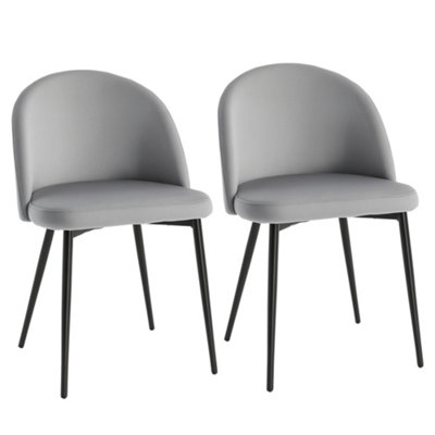 HOMCOM MODERN SET OF 2 UPHOLSTERED FABRIC BUCKET SEAT DINING CHAIRS, GREY