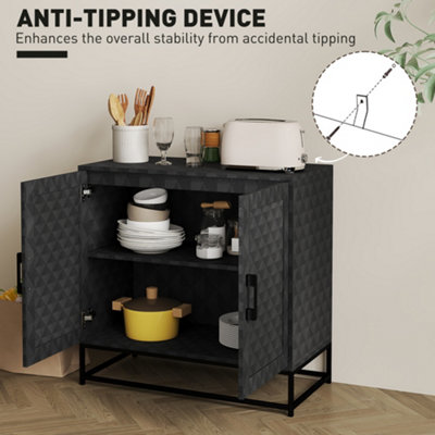 HOMCOM Modern Storage Cupboard with Adjustable Shelf and 2 Doors, Black