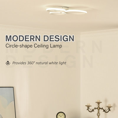 HOMCOM Modern Three Circle Ceiling Light with Metal Base for Hallway ...