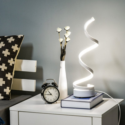 HOMCOM Modern Wave-Shaped LED Table Lamp with Round Metal Base, Cool ...