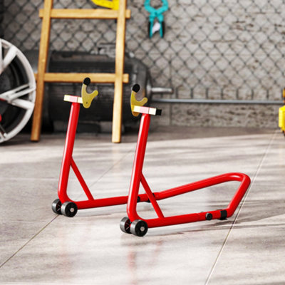 HOMCOM Motorcycle Rear Wheel Stand, 544kg Motorcycle Paddock Stand, Red