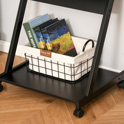 HOMCOM Movable Computer Desk with 4 Moving Wheels Sliding Keyboard Tray ...