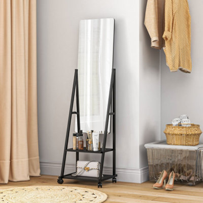 HOMCOM Movable Full Length Mirror Adjustable Full Body Mirror with 2 ...