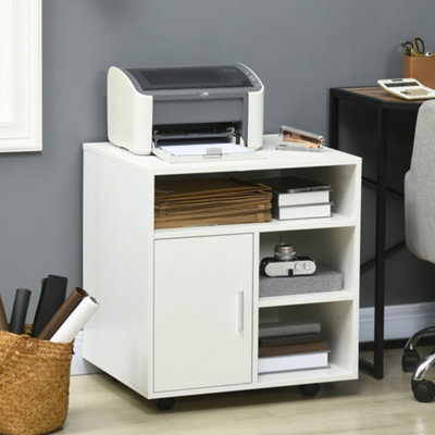 HOMCOM Multi-Storage Printer Unit Office Organisation w/ 5 Compartments ...