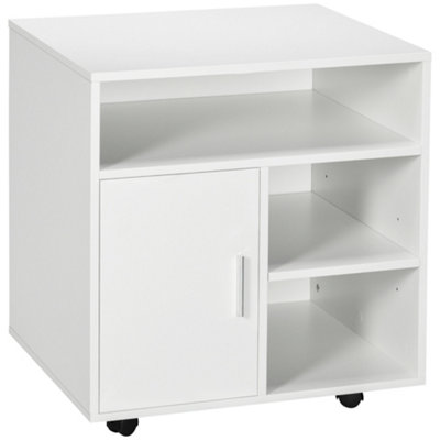 HOMCOM Multi-Storage Printer Unit Office Organisation w/ 5 Compartments ...