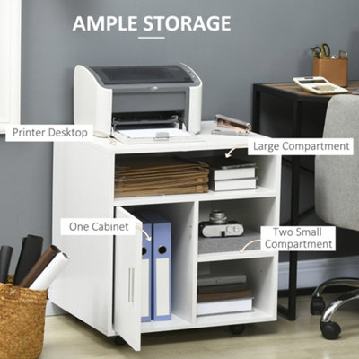 HOMCOM Multi Storage Printer Unit Office Organisation w 5 Compartments White