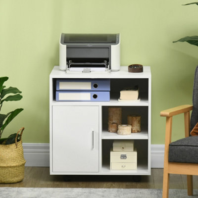 HOMCOM Multi-Storage Printer Unit Office Organisation w/ 5 Compartments ...