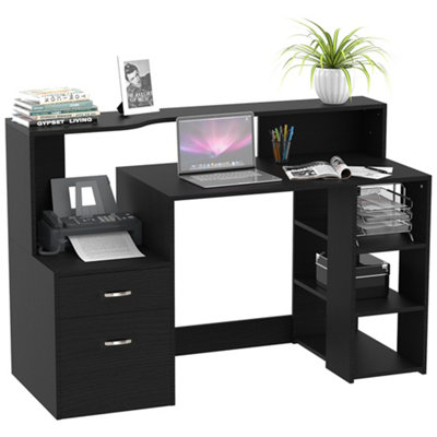 HOMCOM Multi-Storage & Workstation Desk Table Storage Shelves Home ...