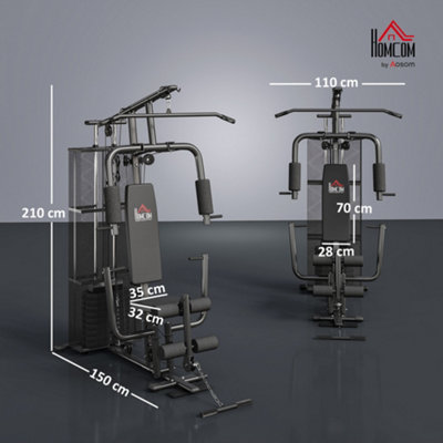 HOMCOM Multifunction Home Gym Weight Training Station Machine Black