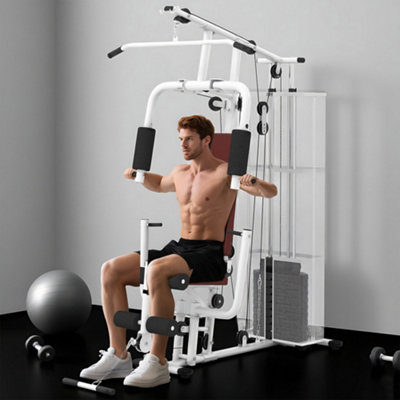 HOMCOM Multifunction Home Gym Weight Training Station Machine White