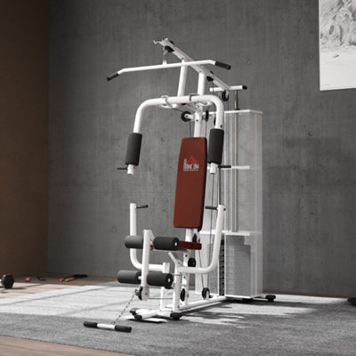 HOMCOM Multifunction Home Gym Weight Training Station Machine White