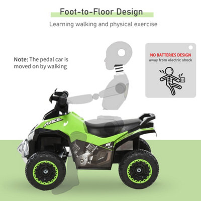 HOMCOM No Power Quad Toddler Ride on Car Foot-to-Floor Sliding Green