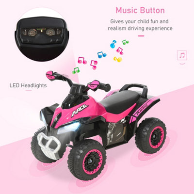 HOMCOM No Power Quad Toddler Ride on Car Foot-to-Floor Sliding Pink
