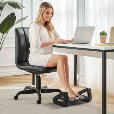 HOMCOM NON-SLIP FOOT REST UNDER DESK OFFICE FOOTREST WITH ADJUSTABLE HEIGHT