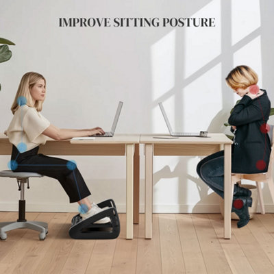 HOMCOM NON-SLIP FOOT REST UNDER DESK OFFICE FOOTREST WITH ADJUSTABLE HEIGHT